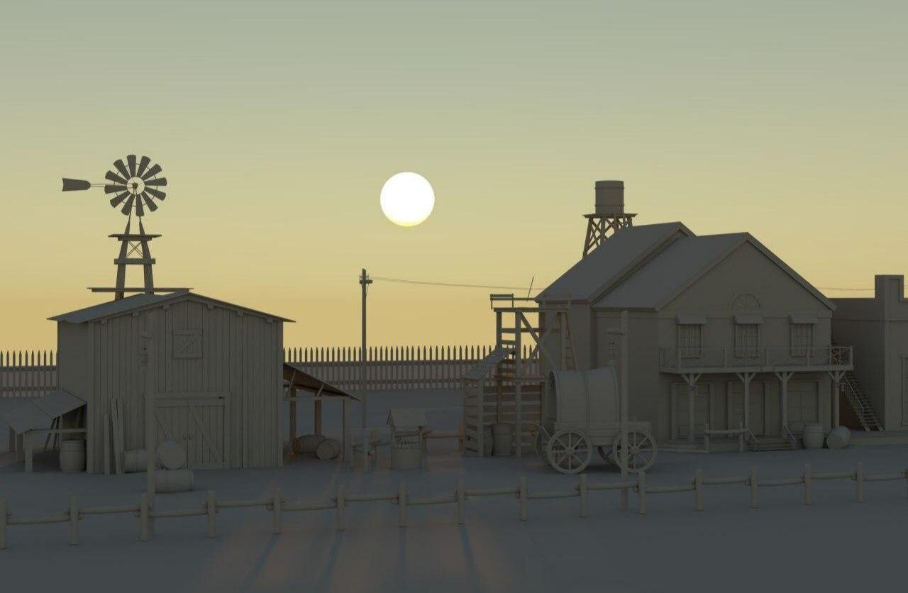 ArtStation - 3D Low poly cowboy Town environment part 1