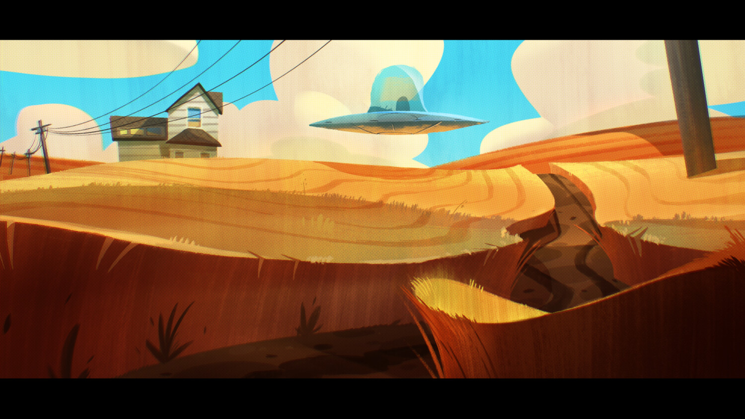 ArtStation - UFO Wheat Field Background Painting