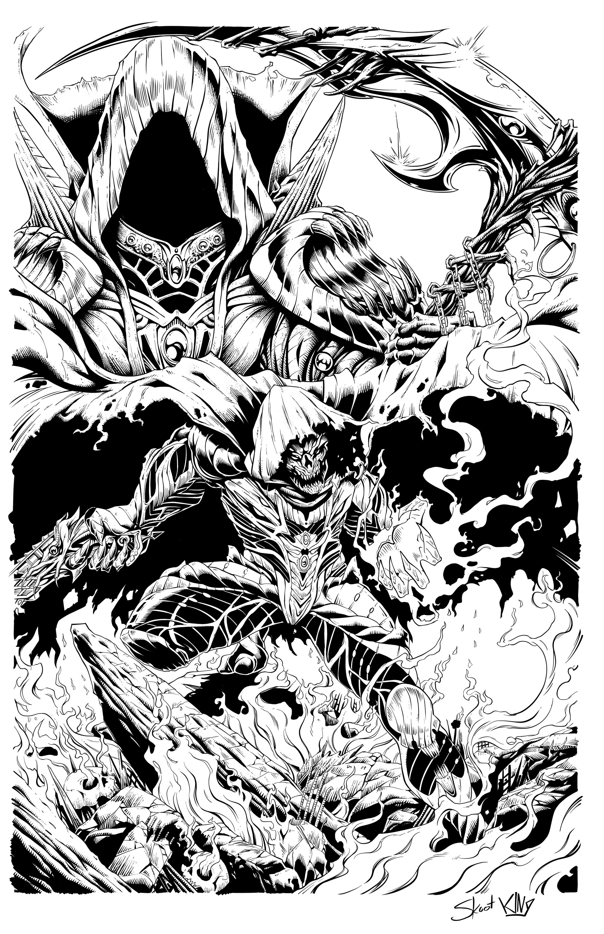 ArtStation - Ink Samples over Skoot Starnes Pencils