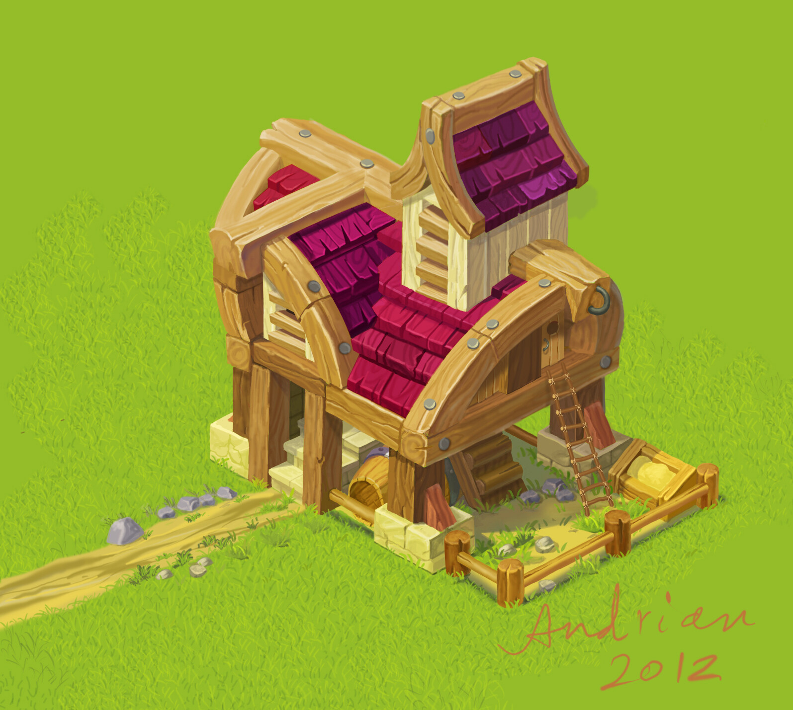 ArtStation - Cartoon_House concept isometry