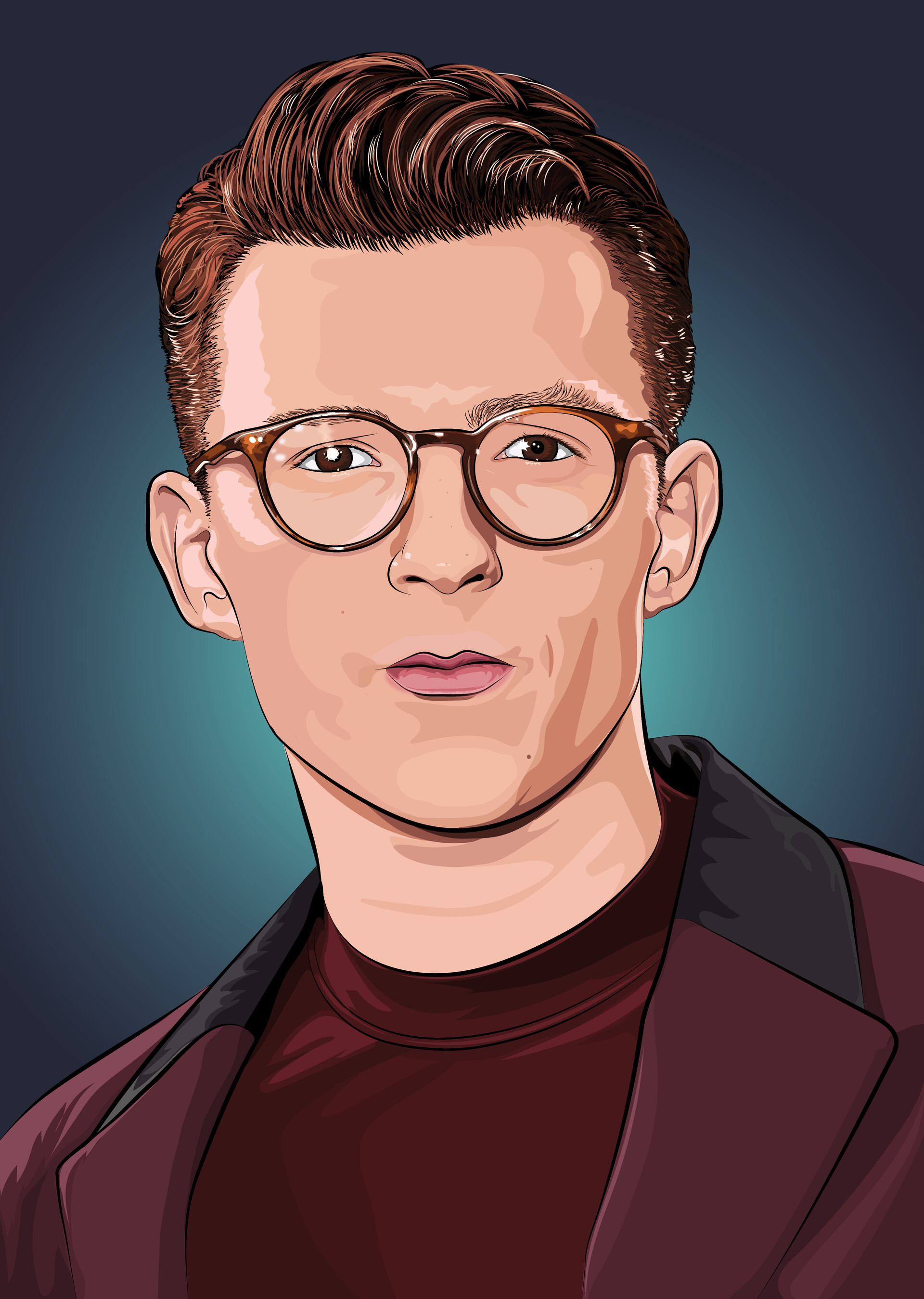 ArtStation - Vector portrait of Tom Holland, 2019