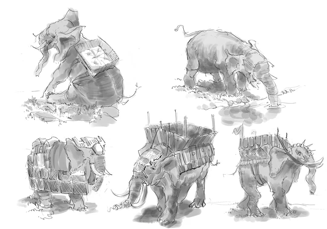 ArtStation - Elephant Sketches