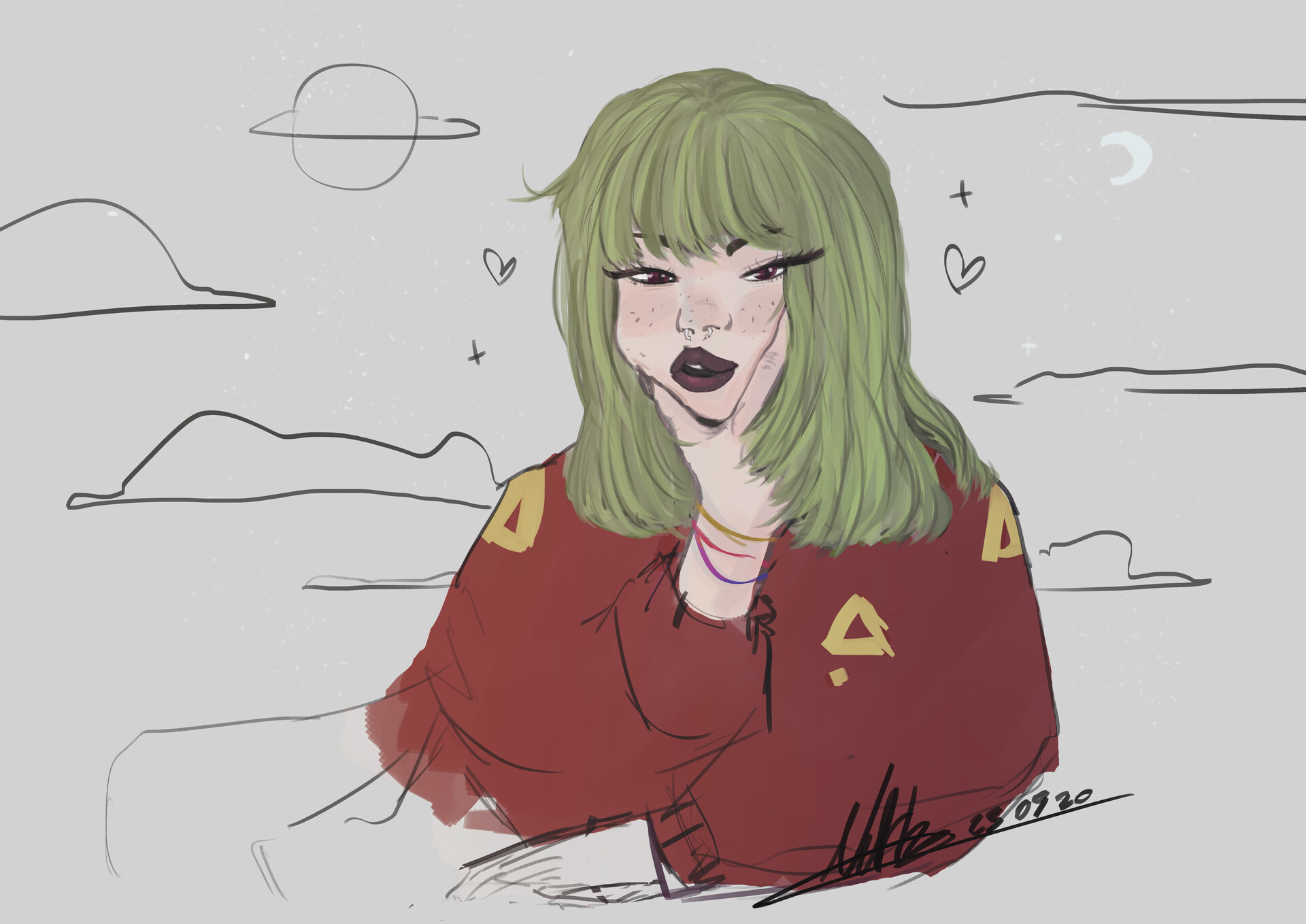 ArtStation - Green girl — Sketch