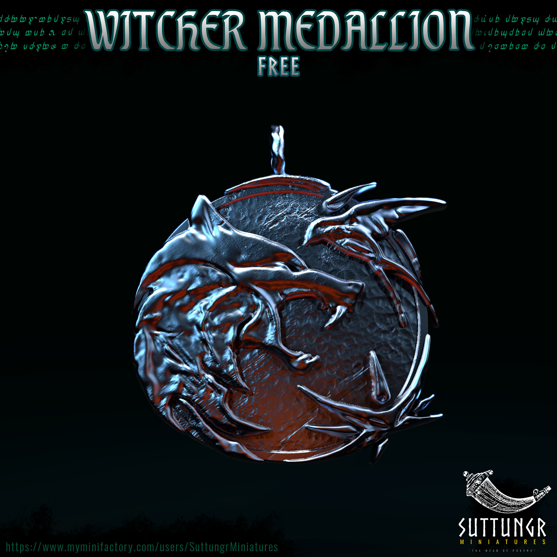 ArtStation - Witcher Medallion - Free 3D Print Pre-Supported