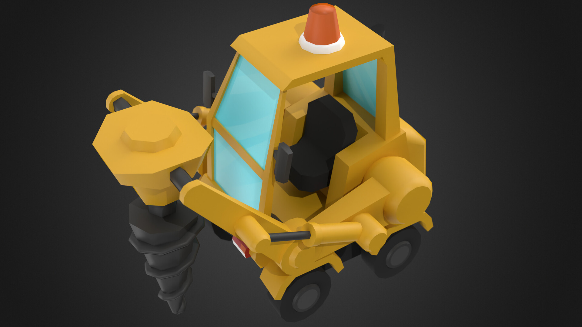 Aleksandr Kostin - Cartoon Post Hole Digger Drill Low-poly 3D model