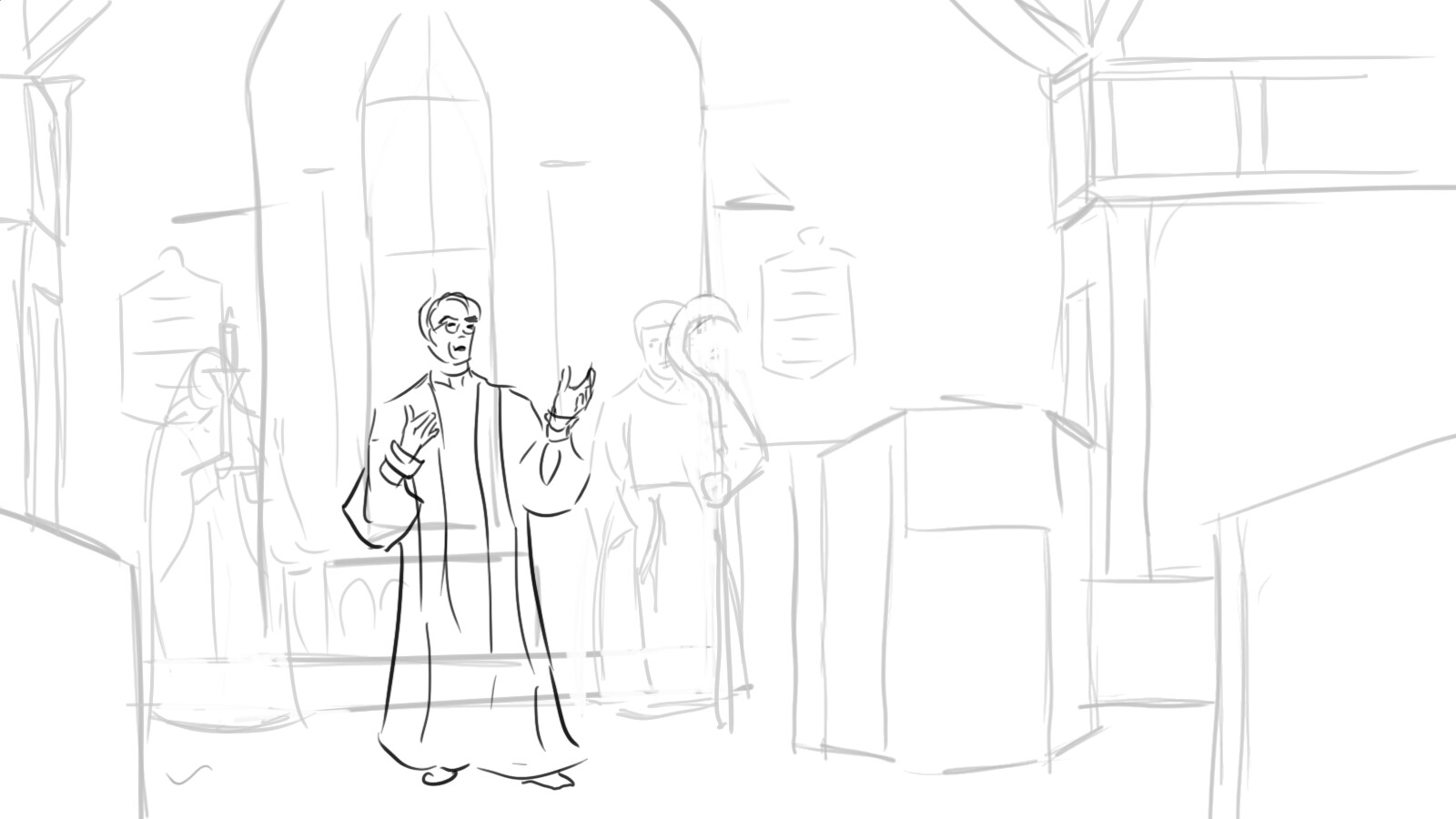 ArtStation - Baptism in the Holy Spirit: The Bishop Gives his Sermon