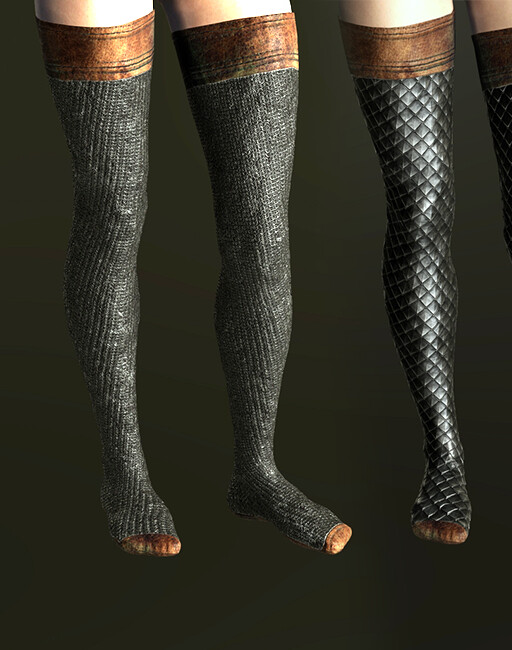 ArtStation - eather Stockings Scale Armour and Chain Armour Set for ...