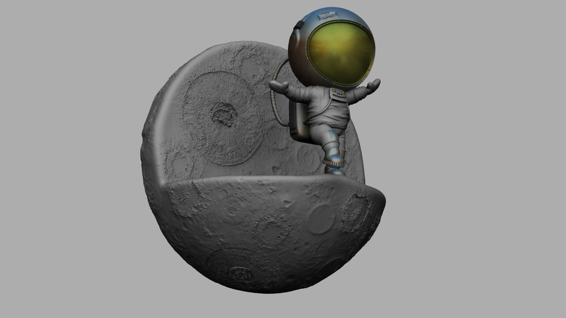 ArtStation - CHIBI SPACEMAN ON EDGE OF MOON 3D PRINT