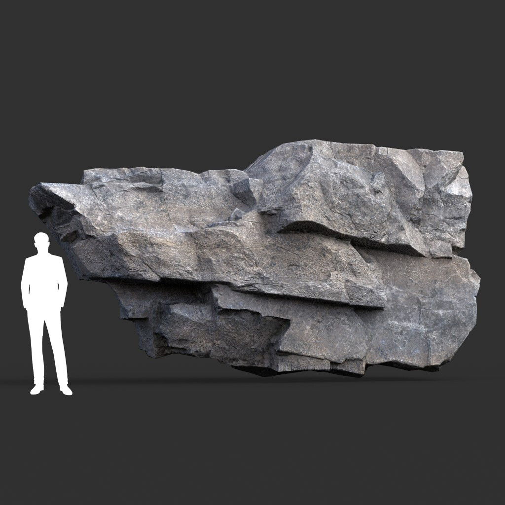 3D Models by 3D Landscape - Low poly Gray Granite Rock 01 200101 Pack B