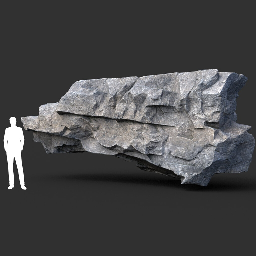 3D Models by 3D Landscape - Low poly Gray Granite Rock 01 200101 Pack B
