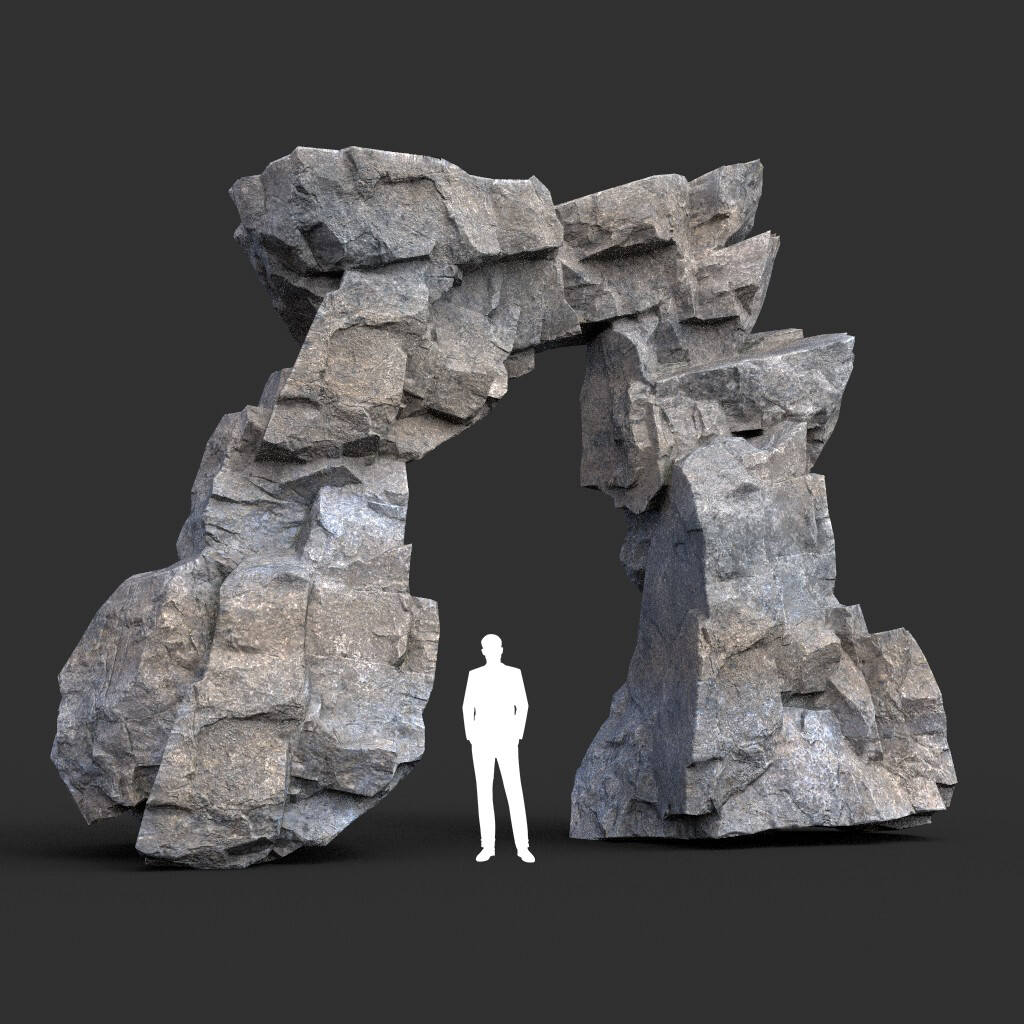 3D Models by 3D Landscape - Low poly Gray Granite Rock 01 200101 Pack B