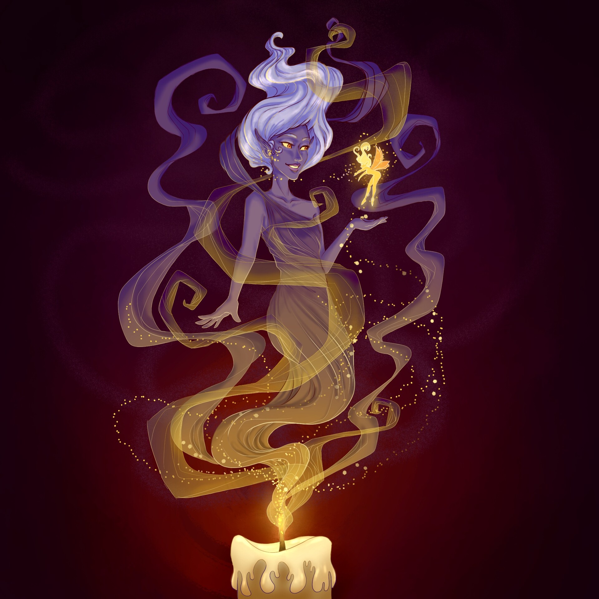 ArtStation - Candle Fae with her Spark Sprite