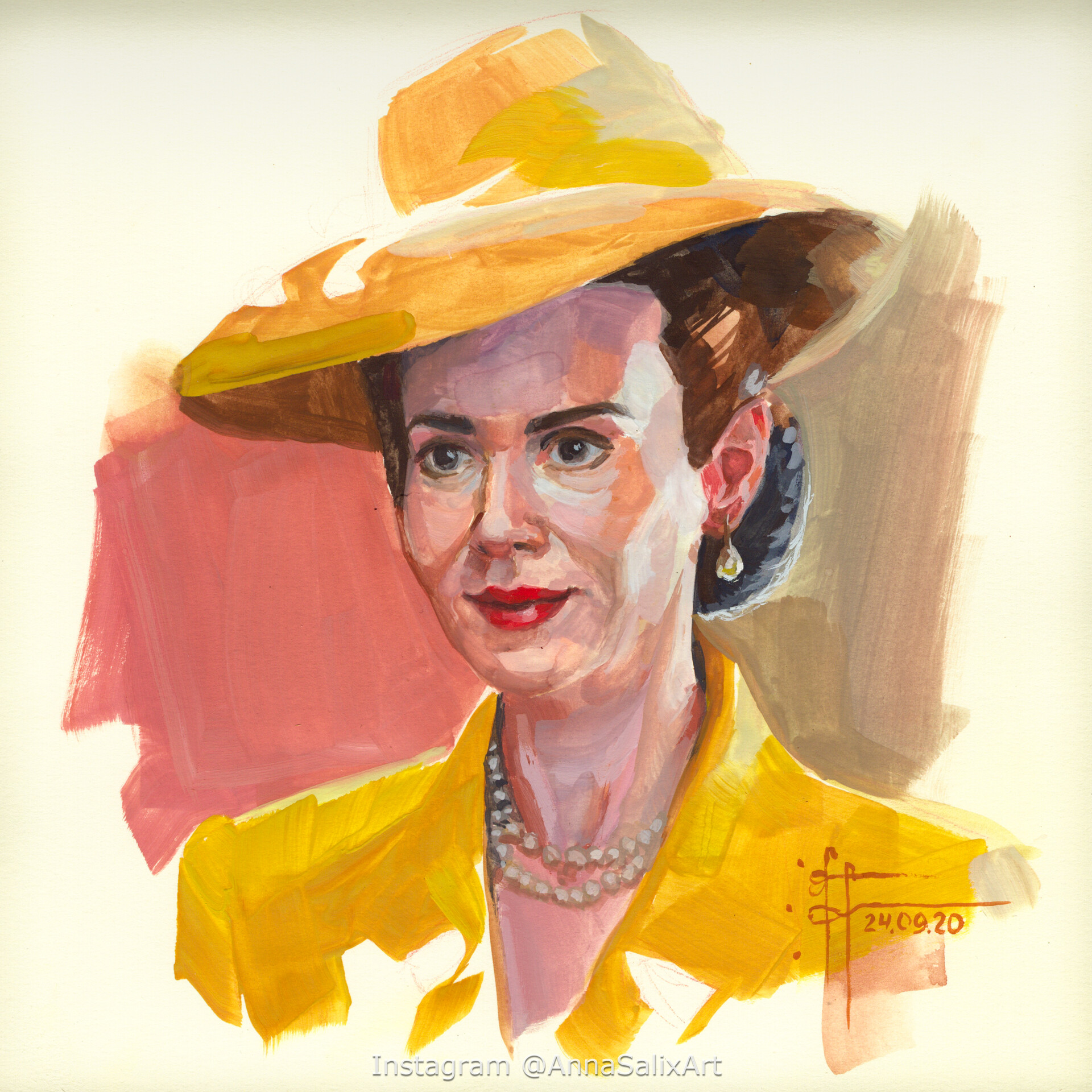 ArtStation - Sarah Paulson as Nurse Ratched gouache study sketch