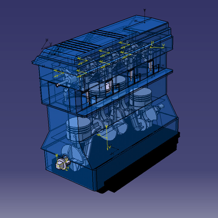ArtStation - 4 Cylinder Engine Model