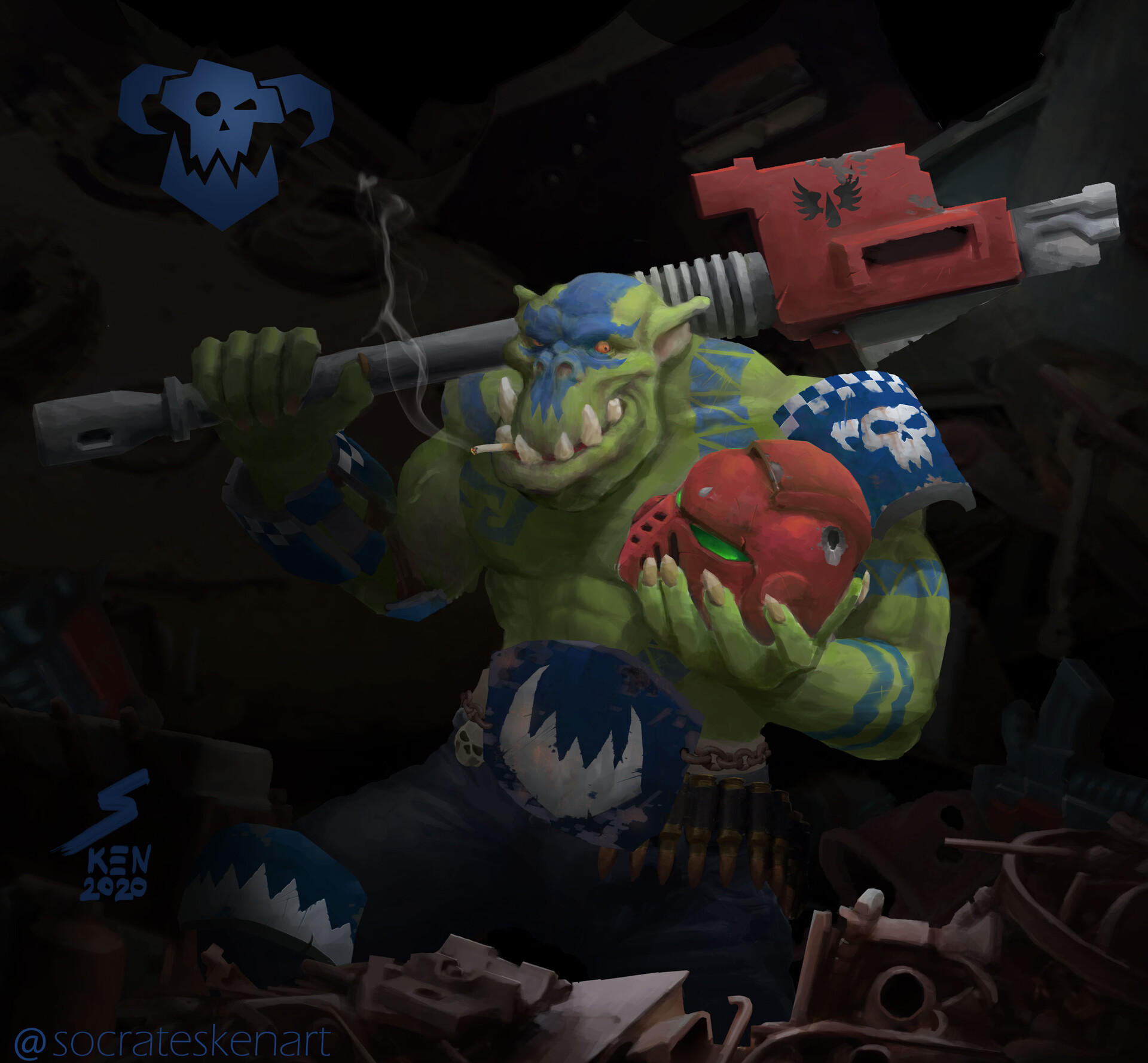 ArtStation - Digital Painting: Iconic ork Klanz Deathskull Klan