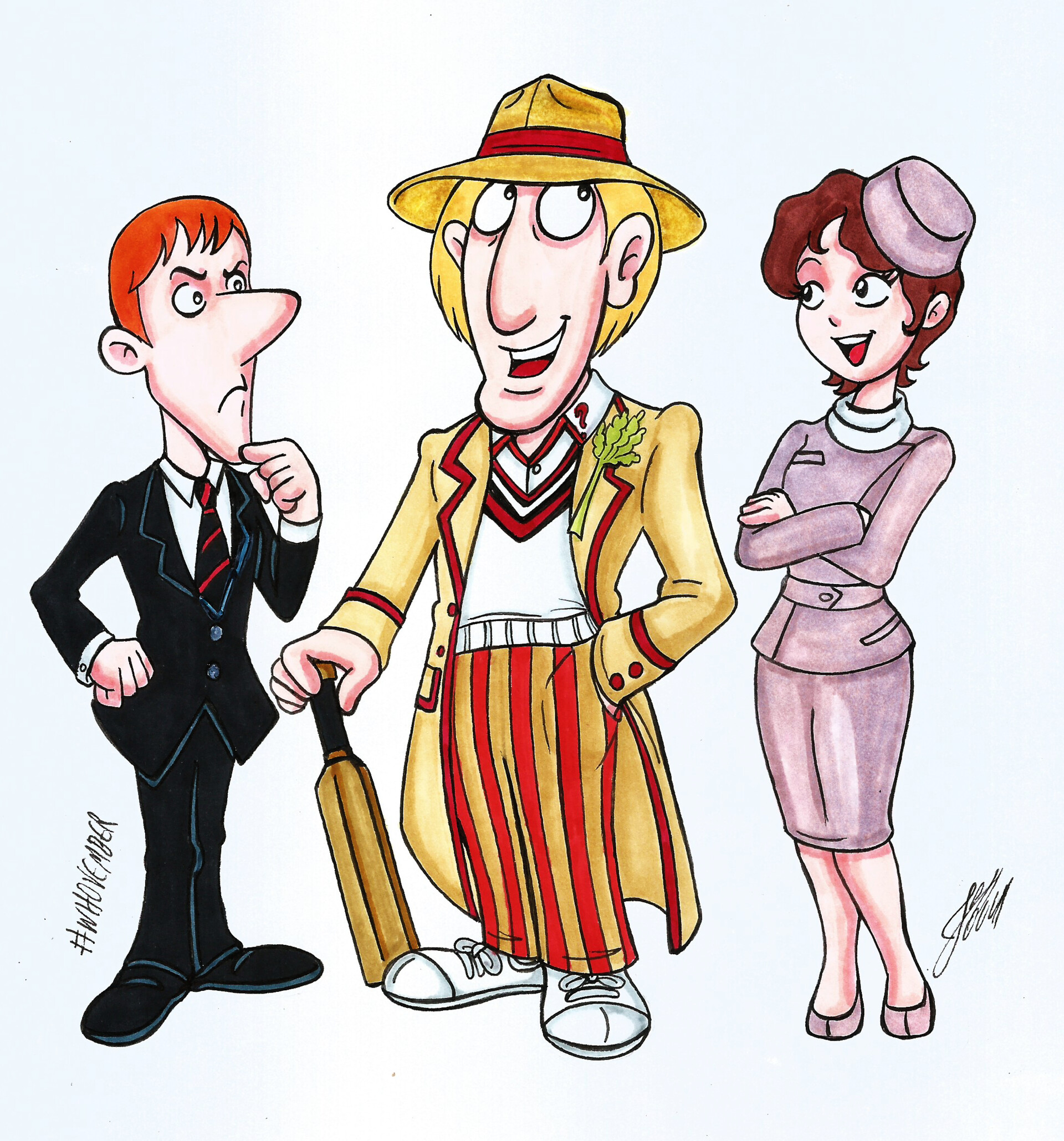 ArtStation - 5th Doctor, Turlough and Tegan (Inspector Gadget style)