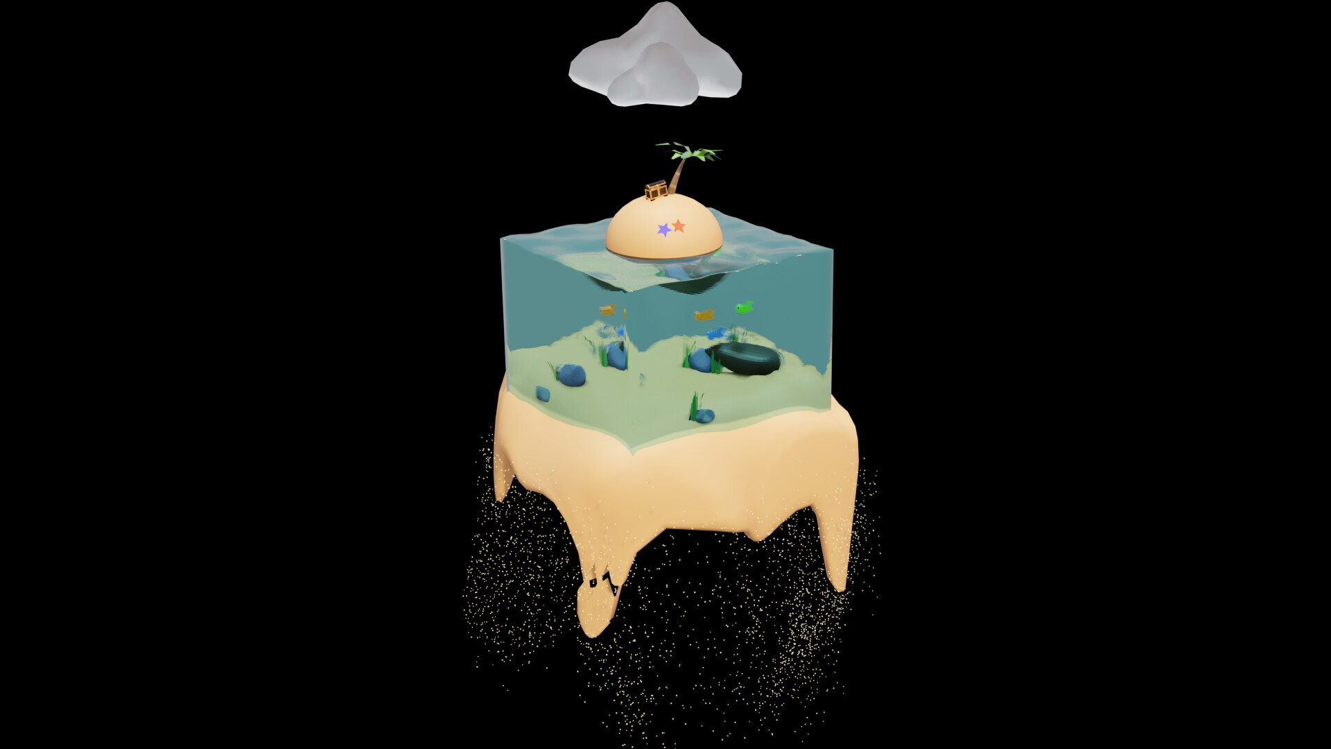 ArtStation - Sand dripping outside the cube