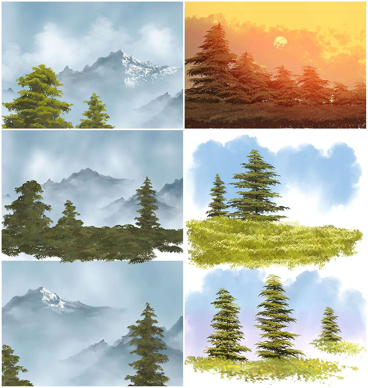 ArtStation - Bob Ross style studies...