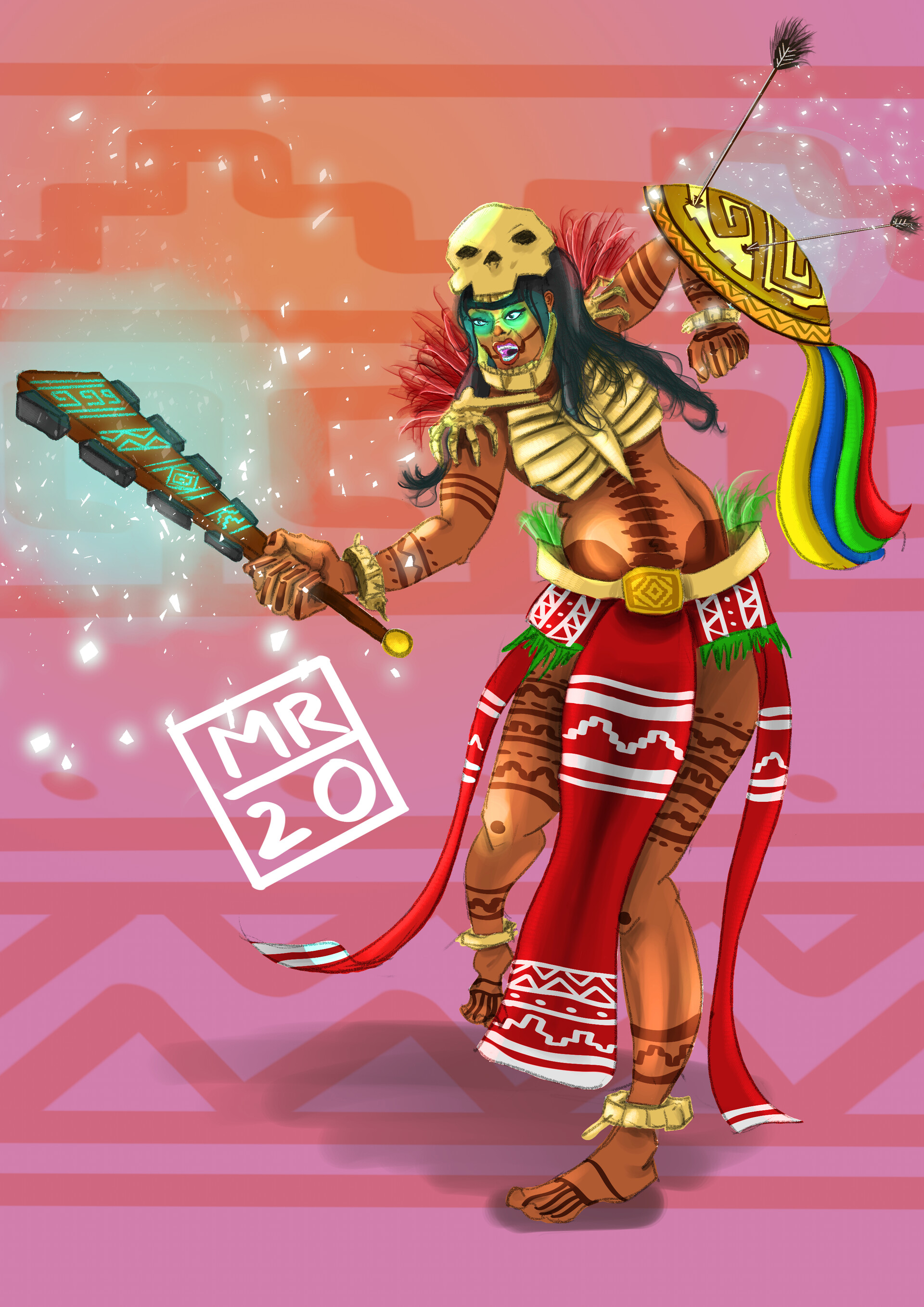 Artstation Mictēcacihuātl The Undead Aztec Warrior Queen