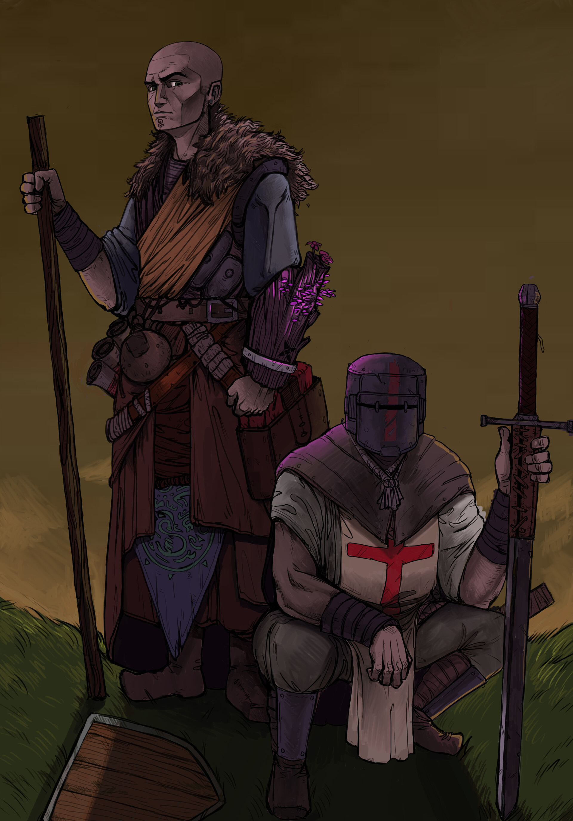 ArtStation - Warrior Monk and The Crusader
