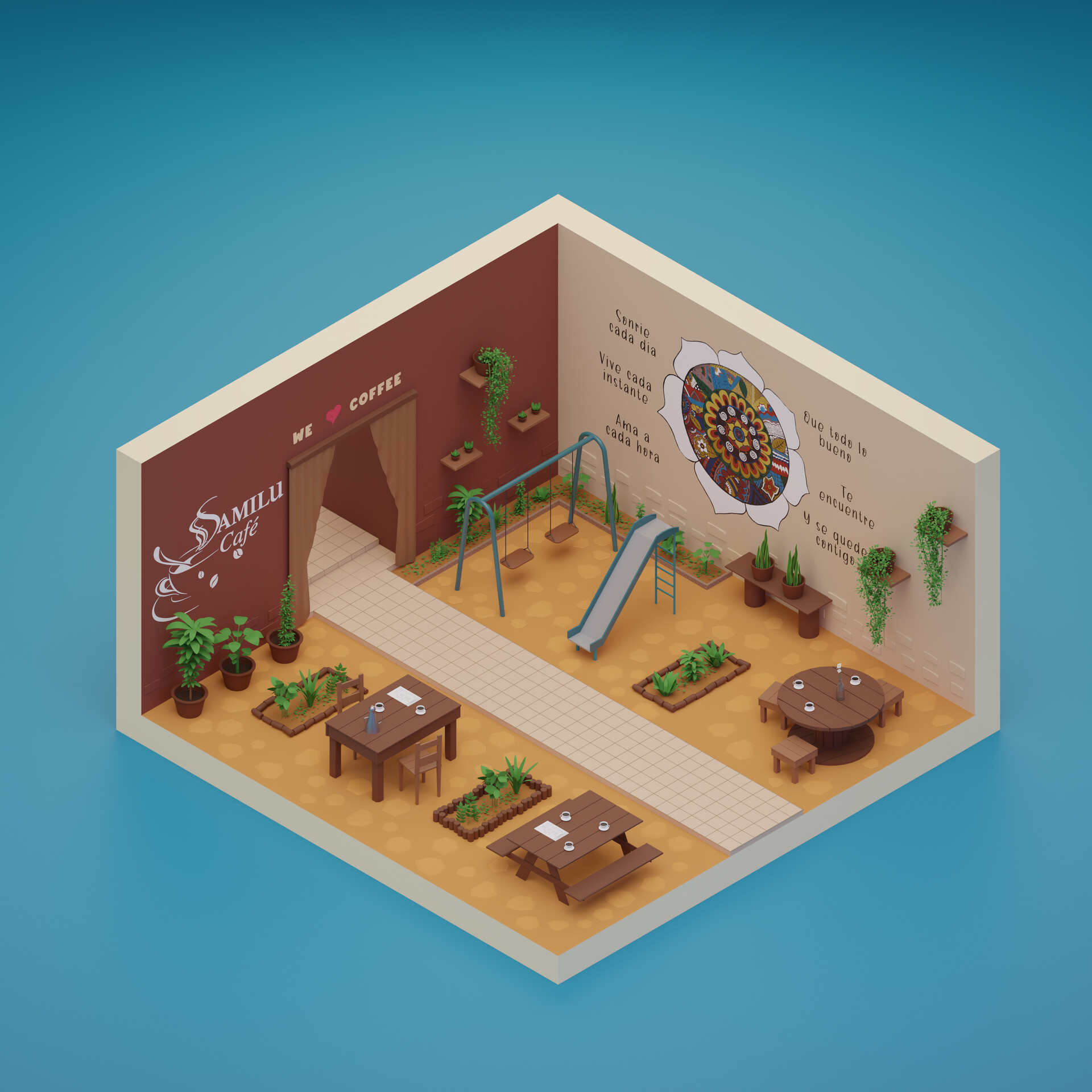 ArtStation - Isometric Coffee Shop - Exterior