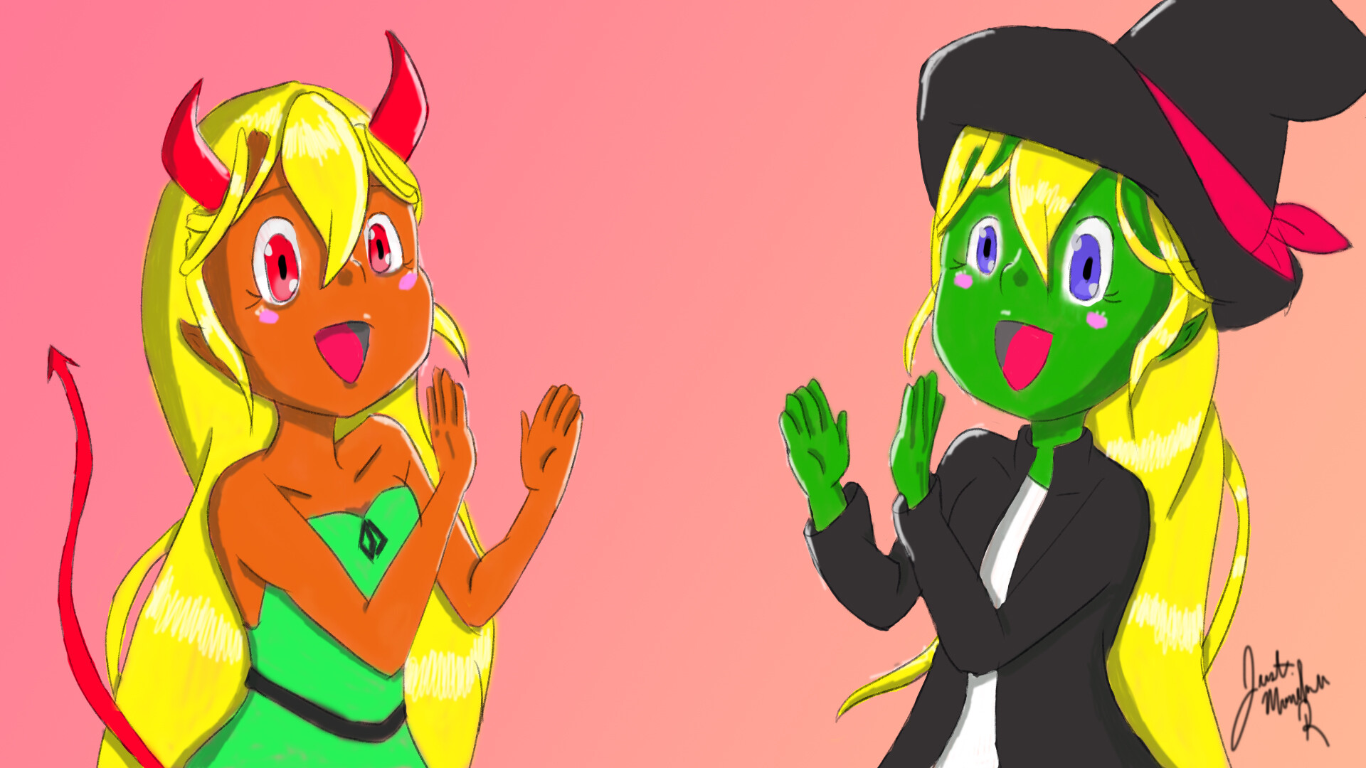 ArtStation - Witch and Demon Twins