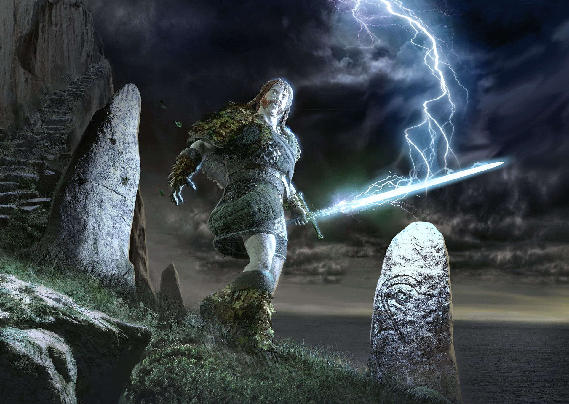 ArtStation - Marcos Cerezo's "Thundersword". Final compo.