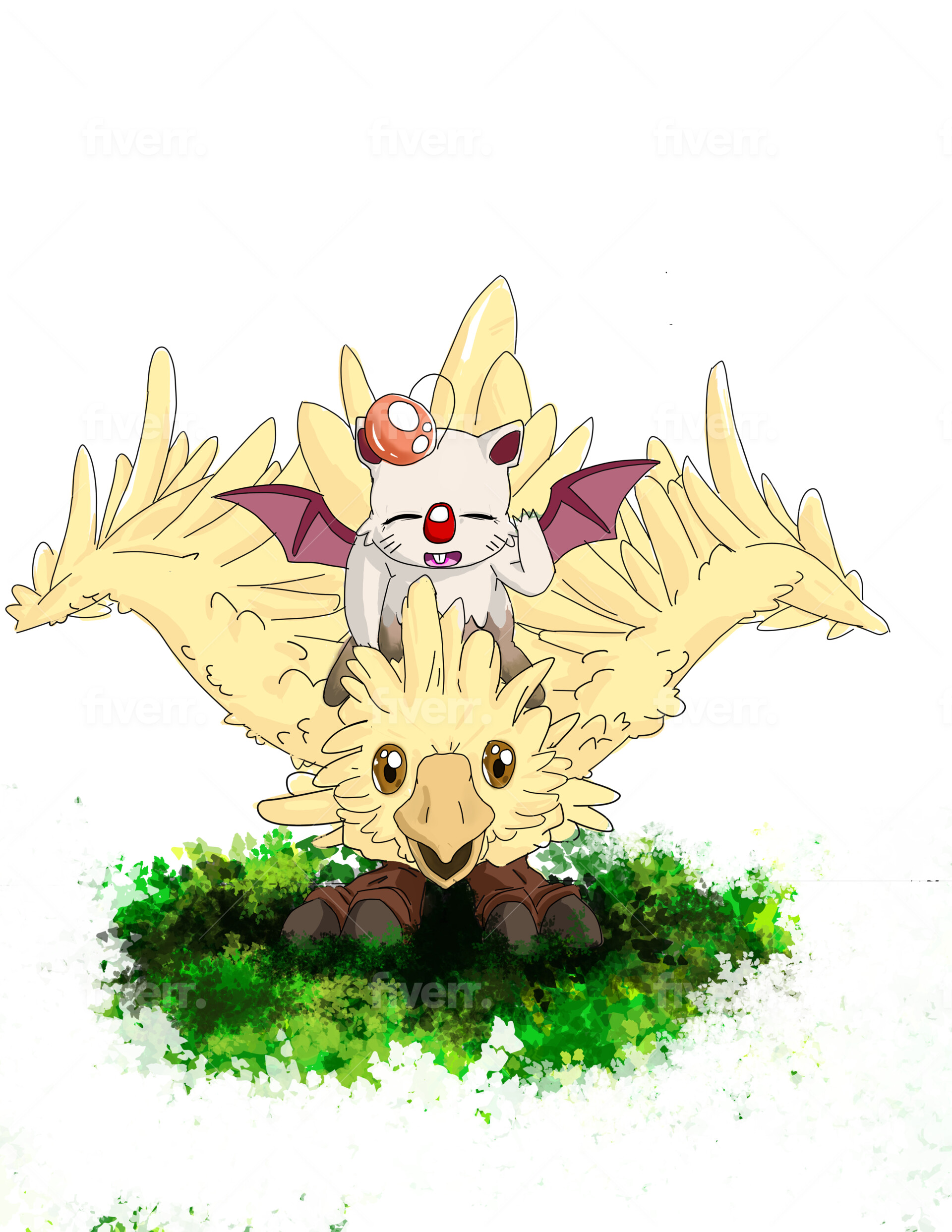 ArtStation - Chocobo and moogle from final Fantasy