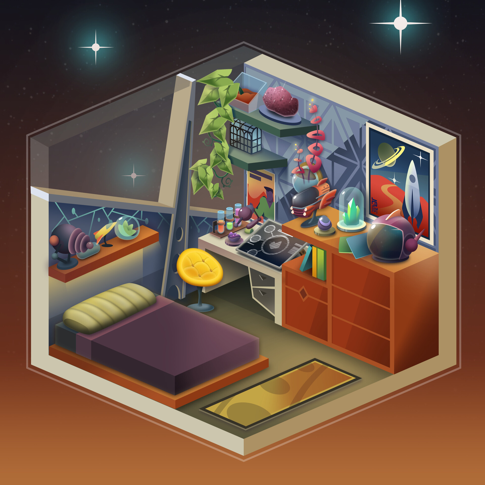 ArtStation - Retro Sci Fi Room