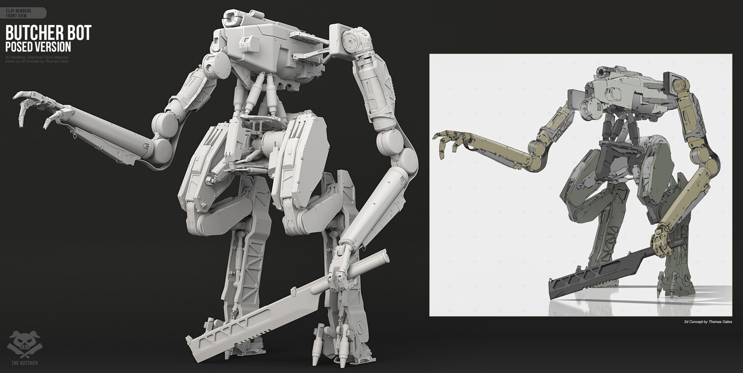 Stephane Faure (beesub) - The Butcher Bot - Neutral Clay renders