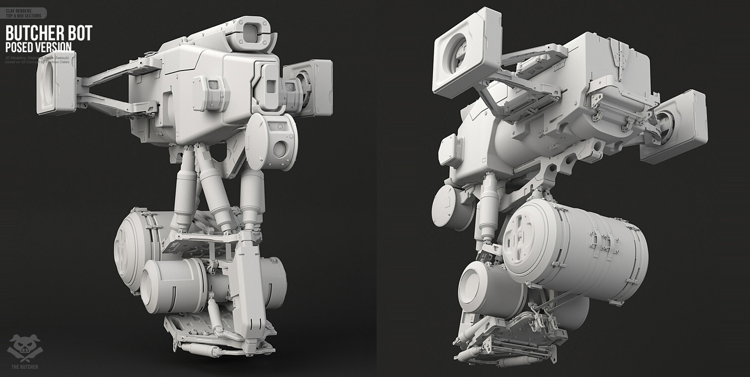 Stephane Faure (beesub) - The Butcher Bot - Neutral Clay renders