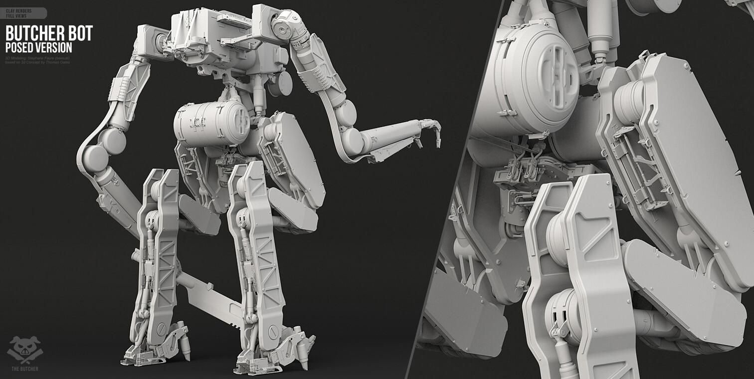Stephane Faure (beesub) - The Butcher Bot - Neutral Clay renders