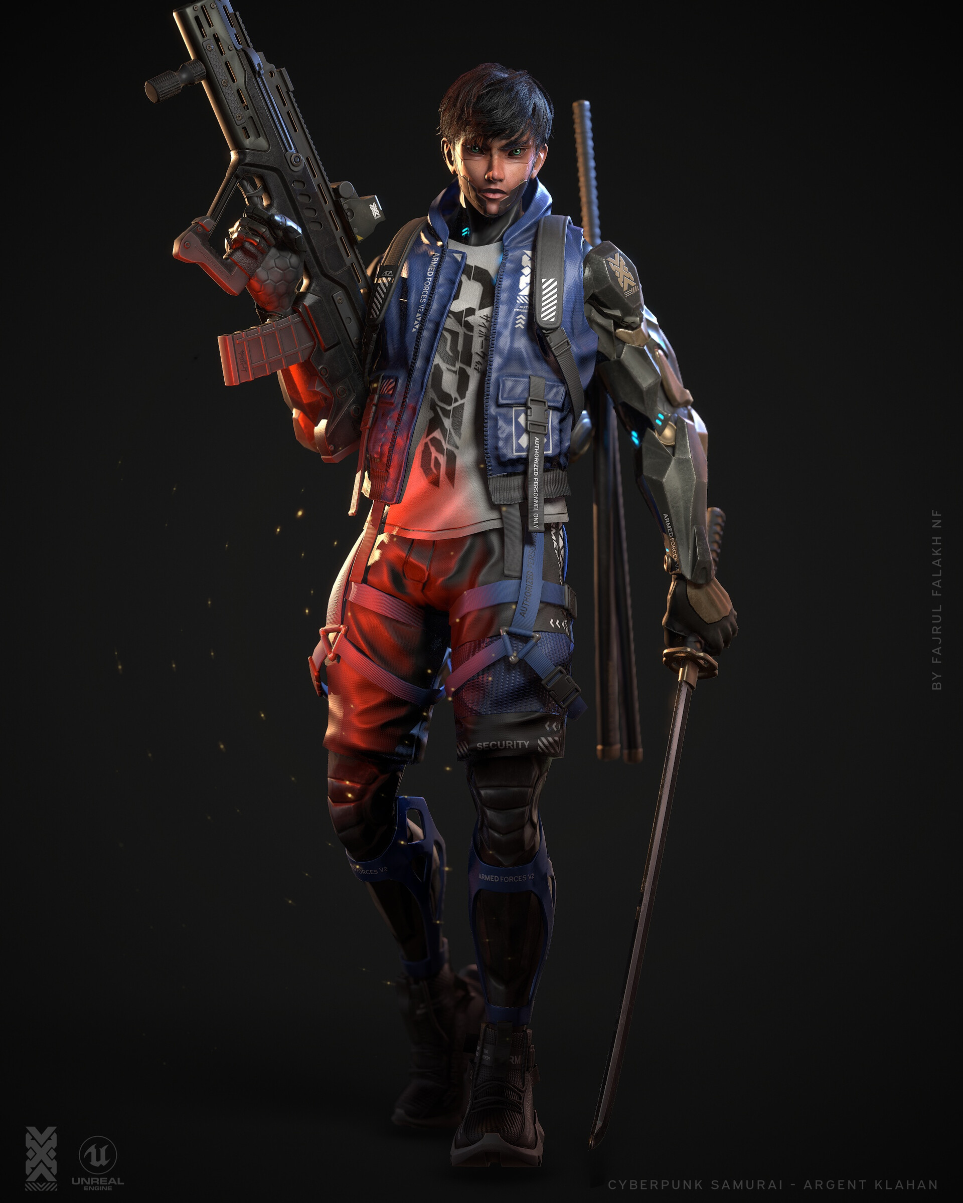 Fajrul FN - Cyberpunk Samurai - Argent Klahan (Original Game Character)