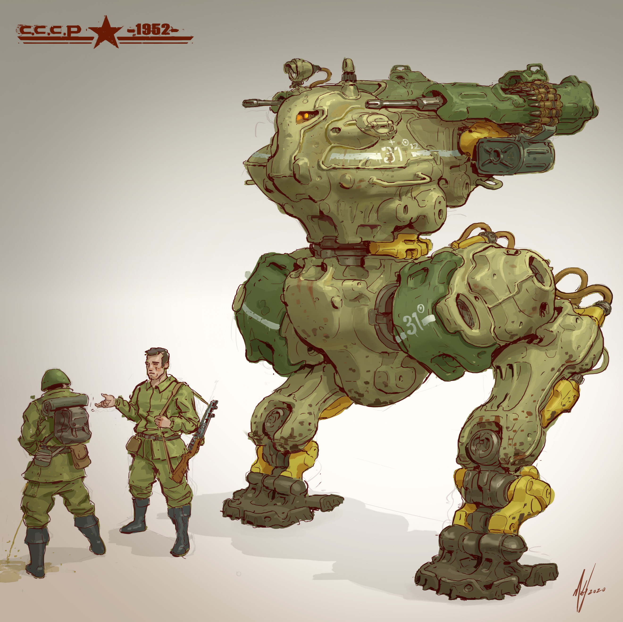 Project 1952: Soviet Mech Sketch 02 by Michal Kus : r/ImaginaryMechs