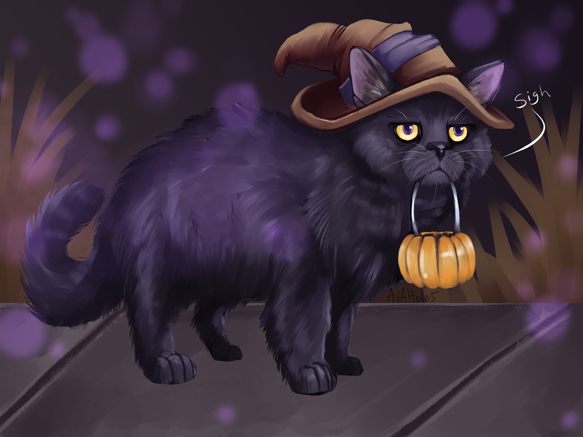 ArtStation - Unhappy Witch kitty