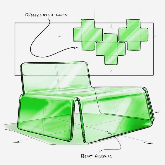 Munchontheinternet - Modern Glass Seat - Modelled From 2d Design