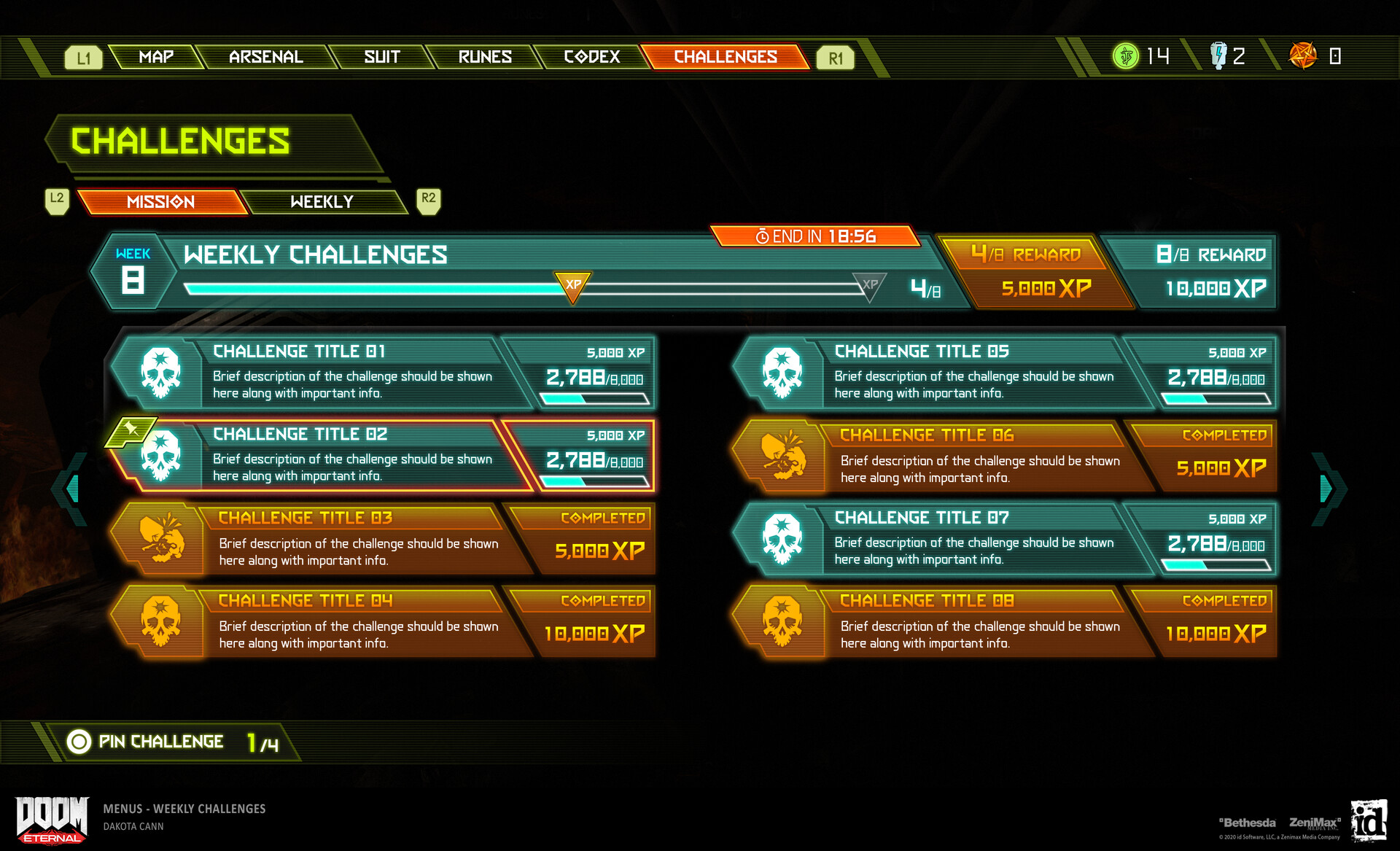Dakota Cann - Doom Eternal - UI Menus