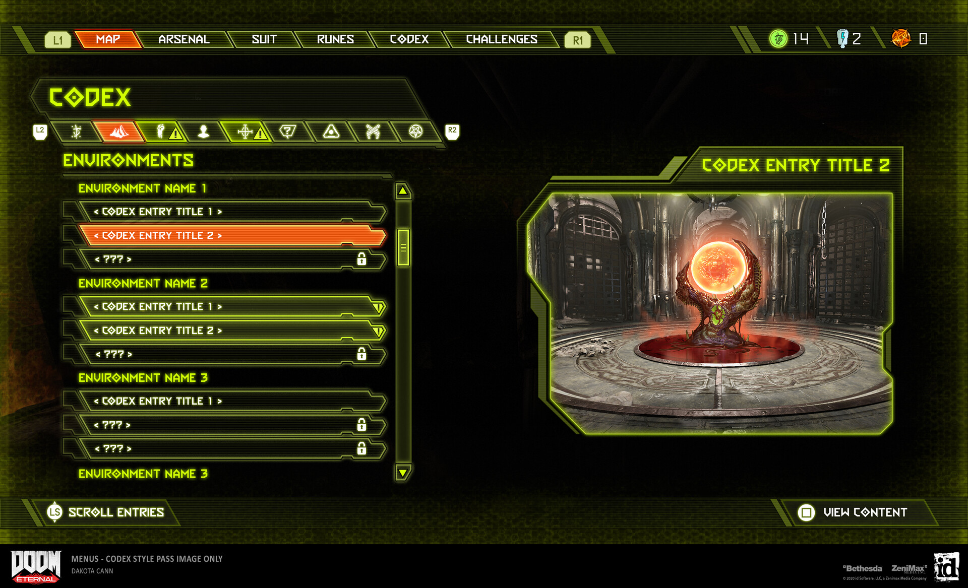 Dakota Cann - Doom Eternal - UI Menus