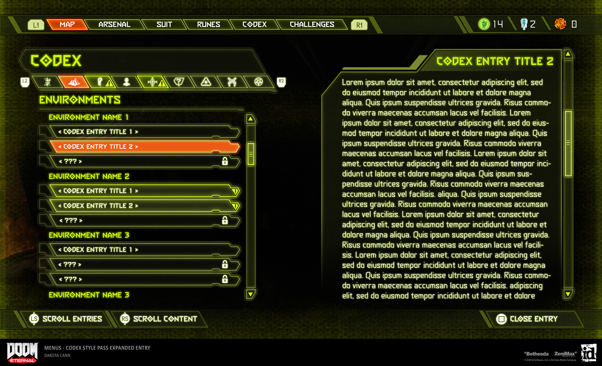 Dakota Cann - Doom Eternal - UI Menus