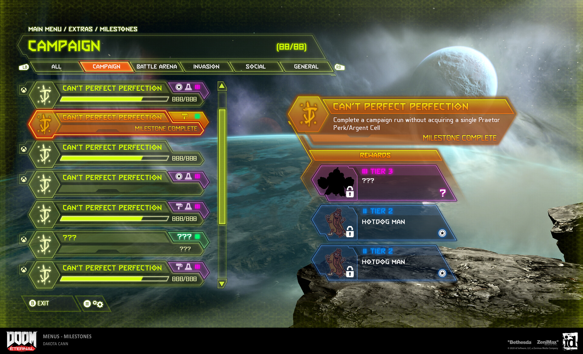 Dakota Cann - Doom Eternal - UI Menus