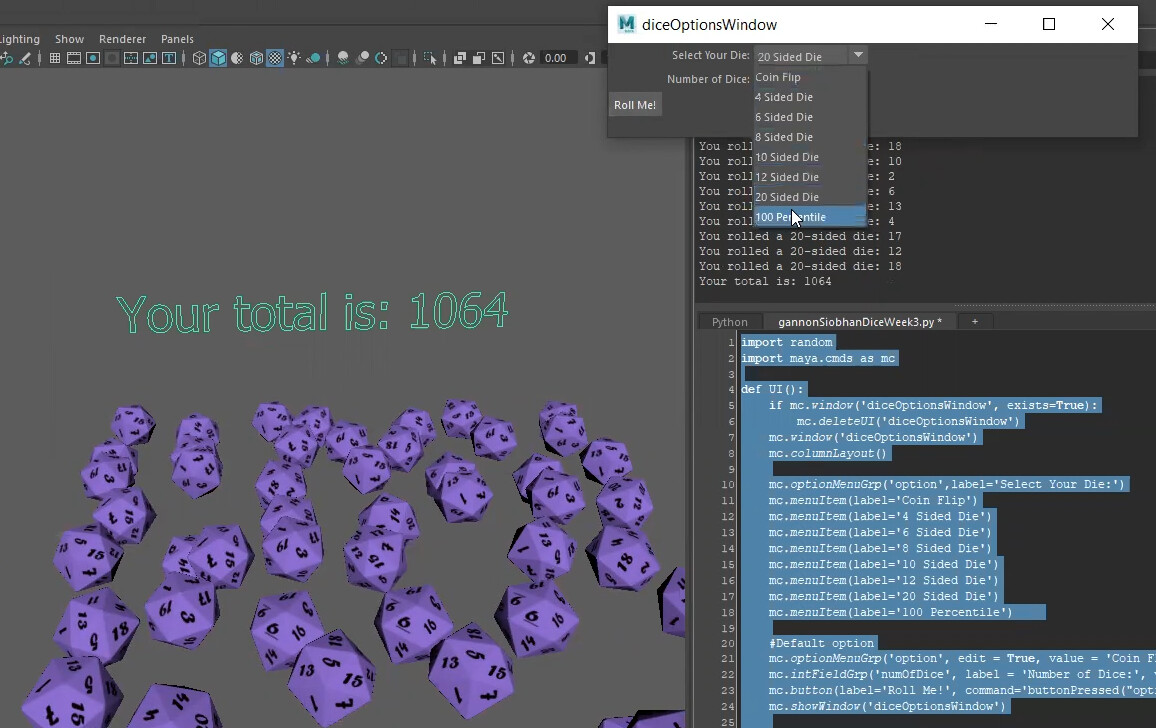 Siobhan Gannon - Maya Dice Roll Script