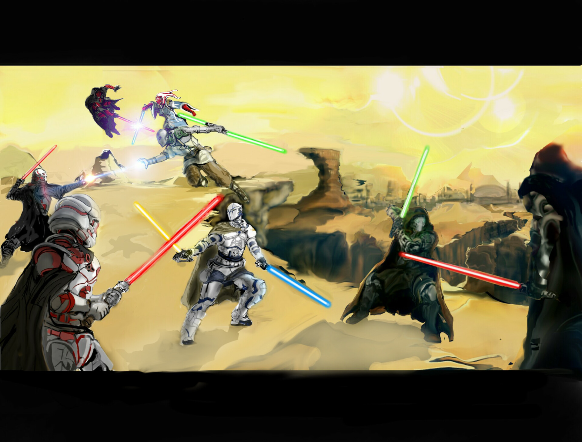 ArtStation - STAR WARS force fighters combat
