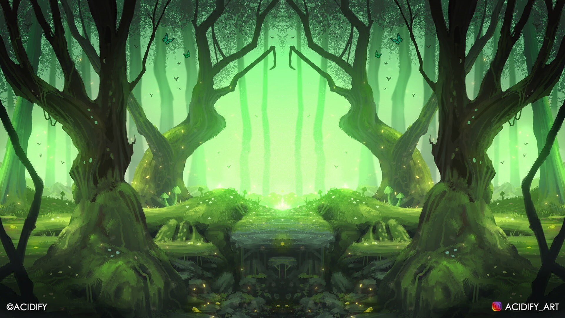 ArtStation - Crystal (Fantasy Forest Landscape / Symmetry Concept Art)
