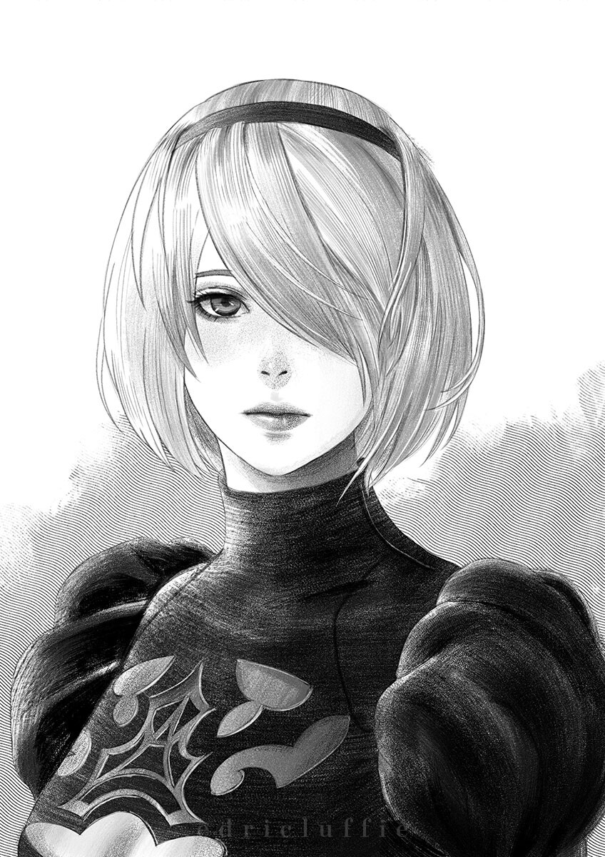 ArtStation - 2B ink portrait