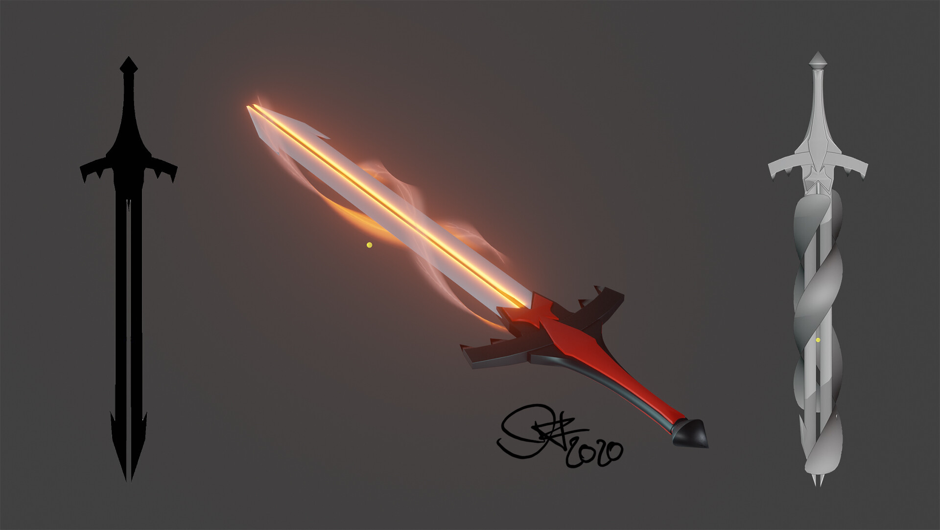 ArtStation - 3D Basic Concept Art of a Firesword