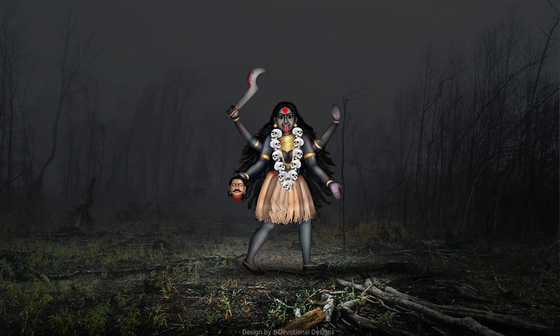 ArtStation - Goddess Kali in forest.