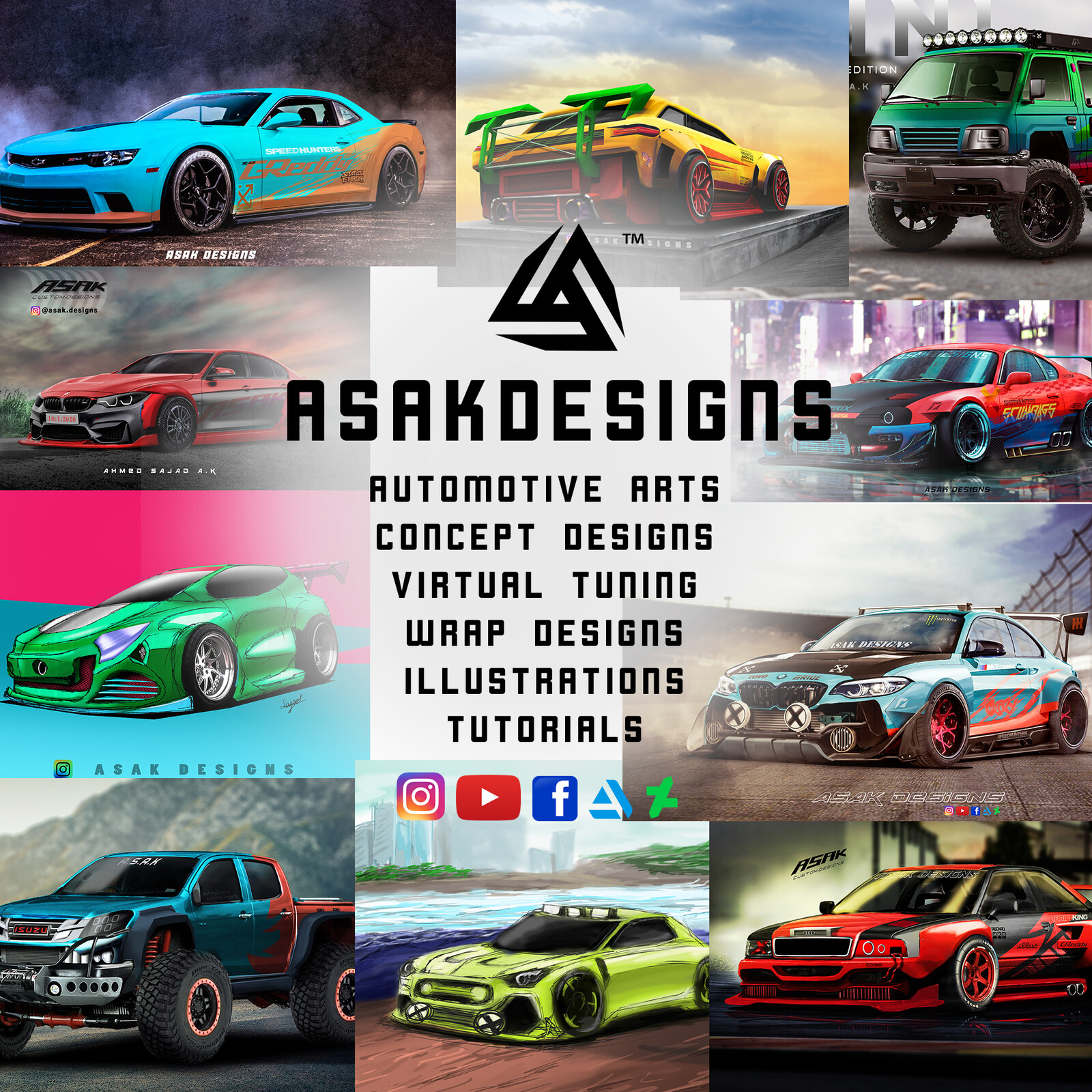 ASAK DESIGNS - Concept modded car drawing