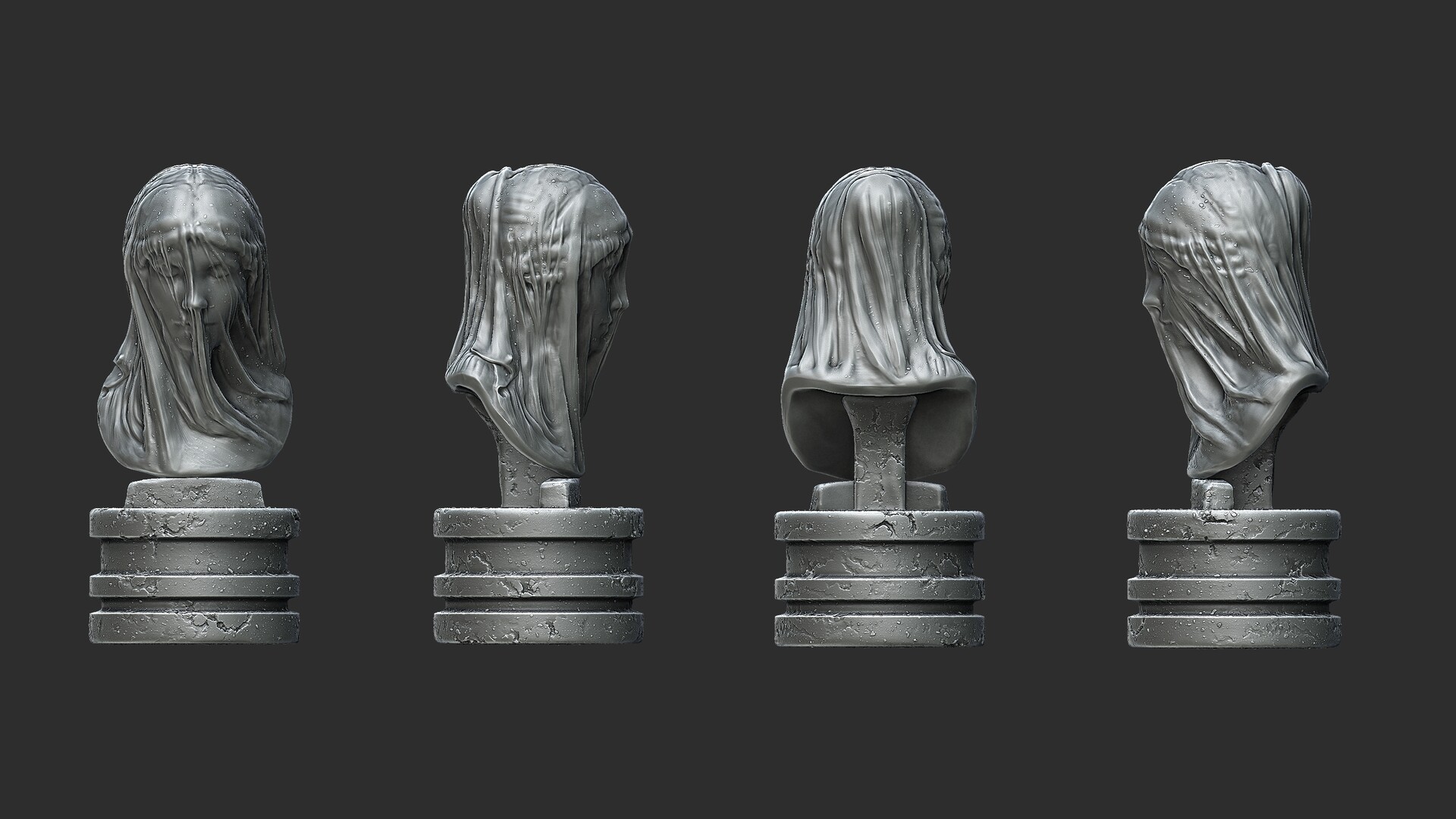 OLEKSANDR MOROZ - Marble bust of the Veiled Virgin Mary