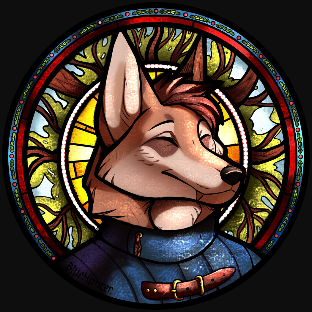 Blue Hunter - Digital stained glass portrait - Boycanis