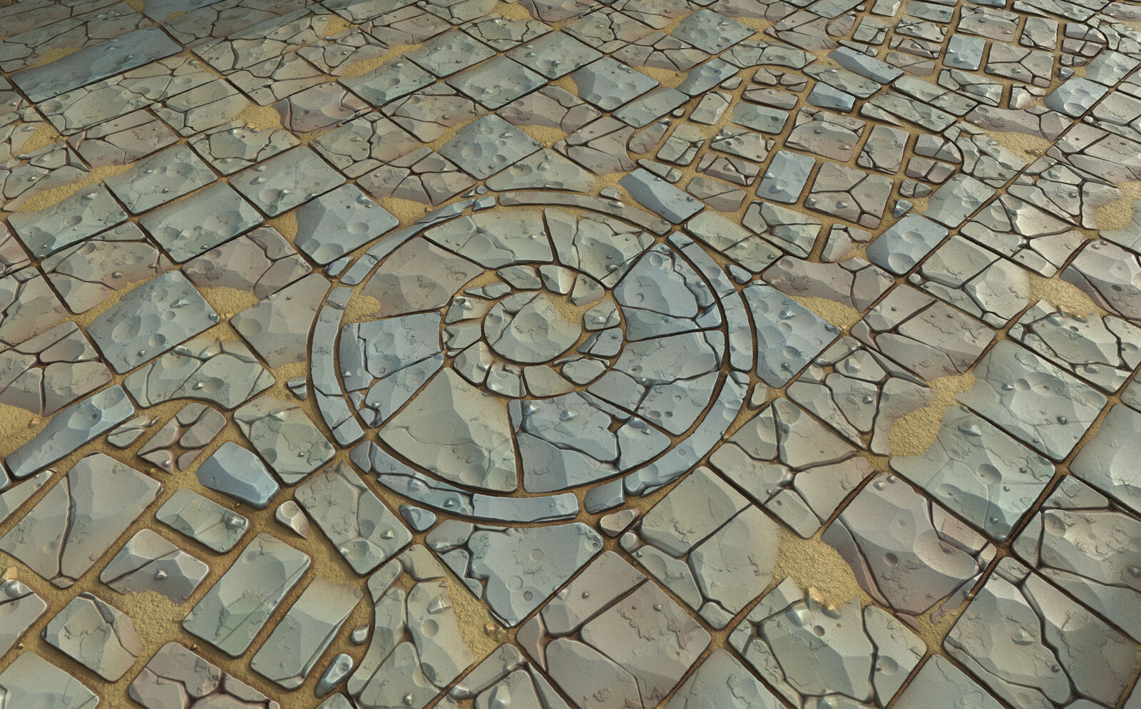 IF - Stylized Circular Cobble Stone Swirl - Substance Designer Material